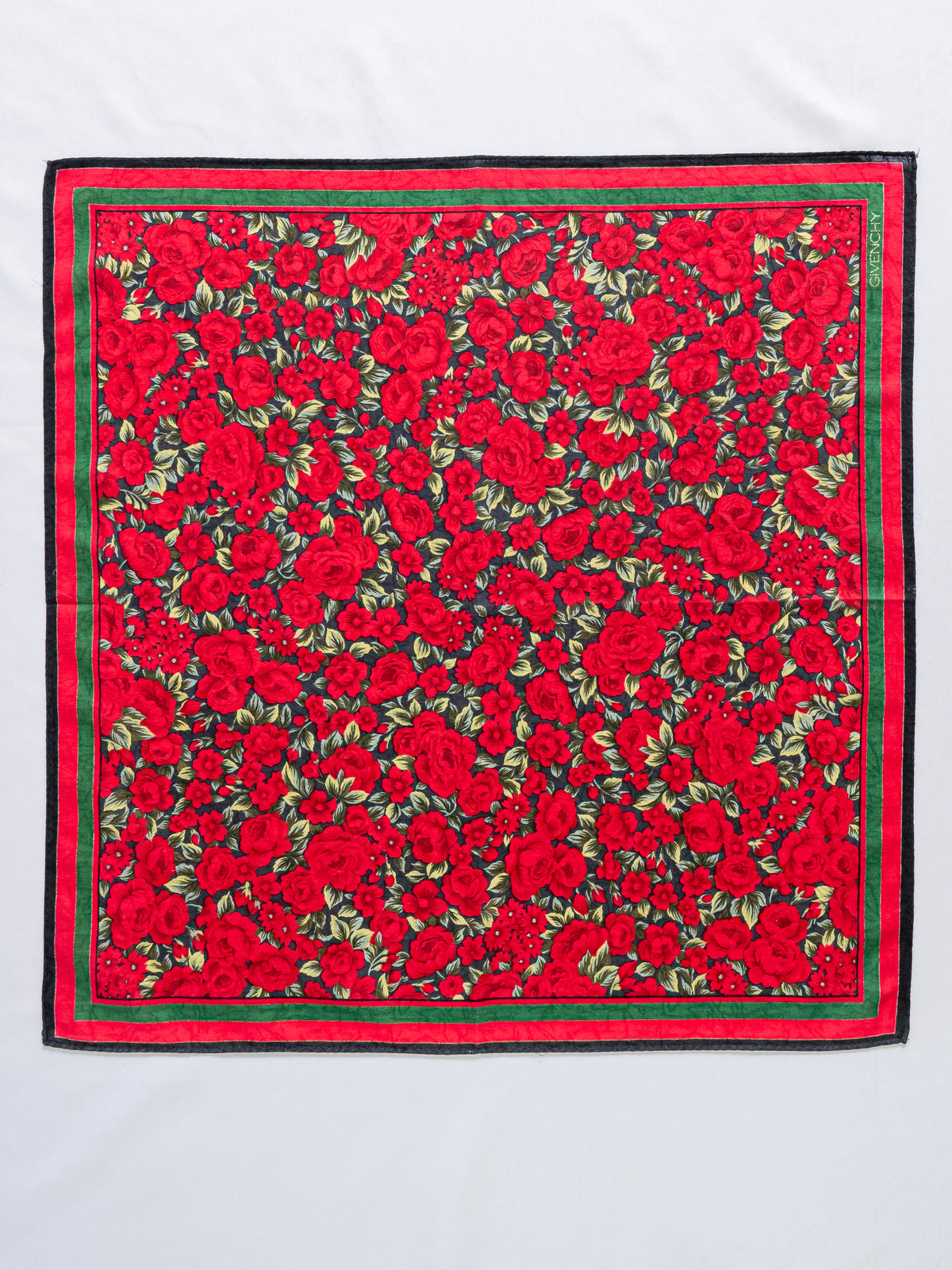 Sugar Cream Vintage Overall Red Rose Print Cotton Scarf