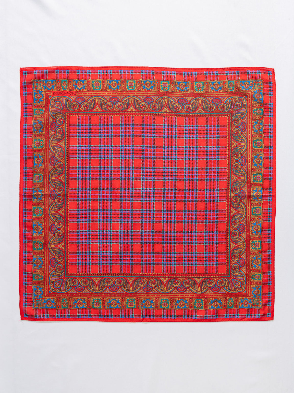 Sugar Cream Vintage Red Check Cotton Handkerchief